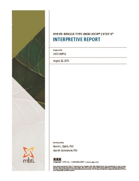 Sample MBTI Step II | Athena Executive Education Inc.