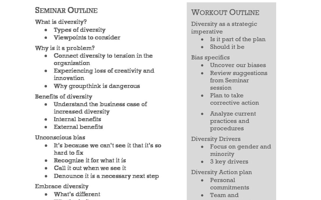 Diversity Drivers – Outline | Athena Executive Education Inc.